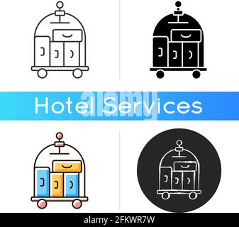 Porter service chalk white icon on black background Stock Vector Image ...