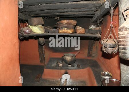 Cooking utensils hanging up in a kitchen in a large restaurant Stock ...