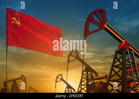 Soviet Union (SSSR, USSR) oil industry concept, industrial illustration ...