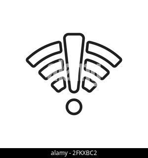 Wifi connection signal icon with exclamation mark in the circle. vector illustration isolated on ...