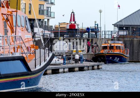 RNLI Mersey class lifeboat, The Princess Royal, on the old slipway at ...