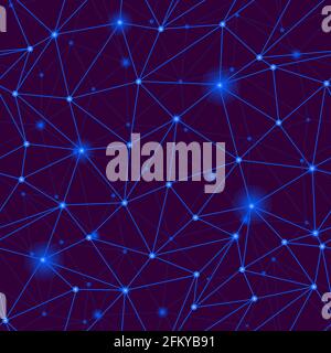 Blue polygonal network grid seamless pattern. Abstract Modern ...