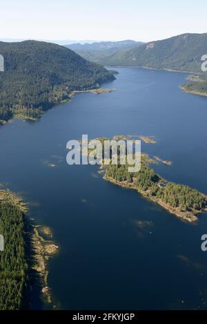 Aerial photo of the Sooke Lake Reservoir, Vancouver Island, British ...