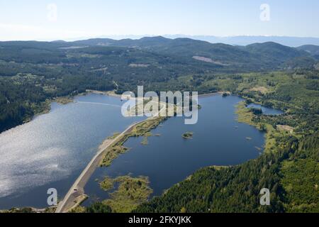 Aerial photograph of the Sooke Lake Reservoir, Vancouver Island ...