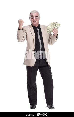in full growth. happy intelligent man with banknotes Stock Photo - Alamy