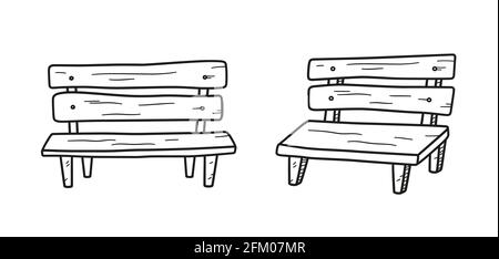 Old wooden bench in doodle style. Hand drawn vector illustration Stock ...