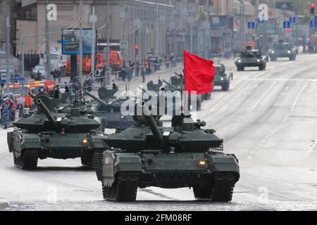 Moscow, Russia. 4th May, 2021. Military vehicles are seen before a ...