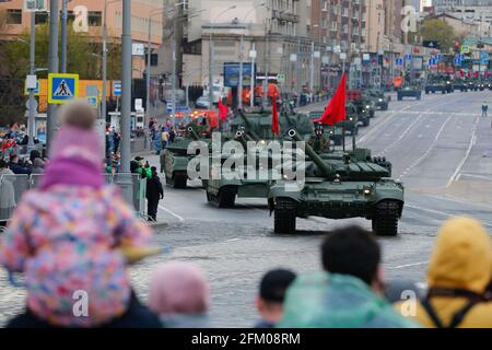 Moscow, Russia. 4th May, 2021. Military vehicles are seen before a ...
