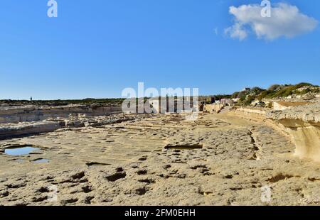 DELIMARA, MARSAXLOKK, MALTA - Dec 08, 2015: Wave-cut platform and low ...