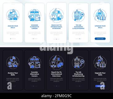 Career change steps onboarding mobile app page screen with concepts ...