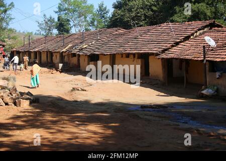 Traditional housing settlement pattern of KONDHU TRIBE at Sainagar ...