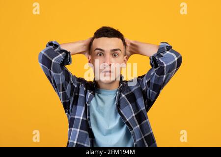 Emotional of excited man. Human reaction and emotions. Close up of ...