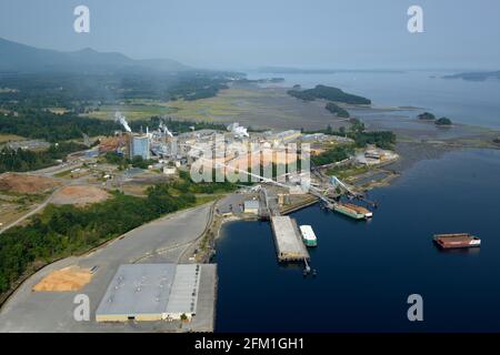 Aerial view of the Catalyst Paper Mill, Crofton, Vancouver Island ...