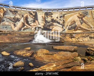 Wellington Dam world's largest dam wall mural painted by Guido Van ...