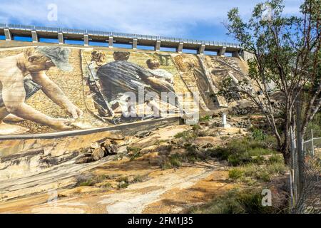 Wellington Dam world's largest dam wall mural painted by Guido Van ...