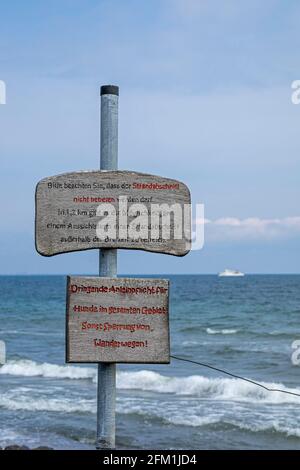 Schleswig-Holstein, nature reserve "Geltinger Birk", barrier, sign ...