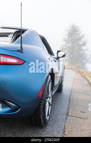 Rear view of a Japanese convertible two-seater sports car, the second ...