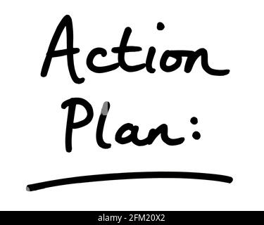 Action Plan heading, handwritten on a white background Stock Photo - Alamy