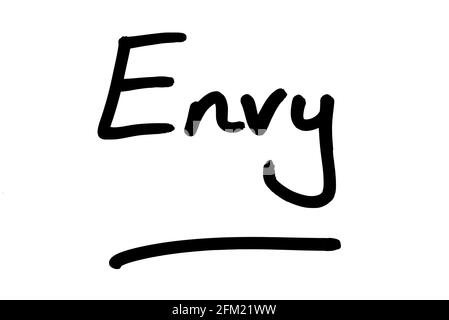 Envy, handwritten on a white background Stock Photo - Alamy