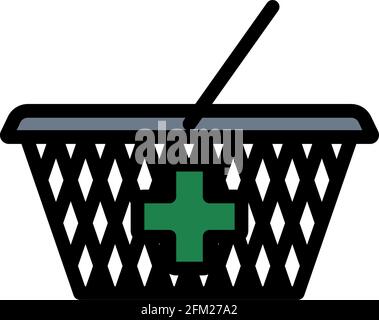 Pharmacy Shopping Cart Icon. Editable Bold Outline With Color Fill ...