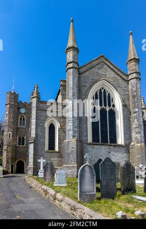 Tombstone in St Mary's Church built circa 1075 just outside the village ...