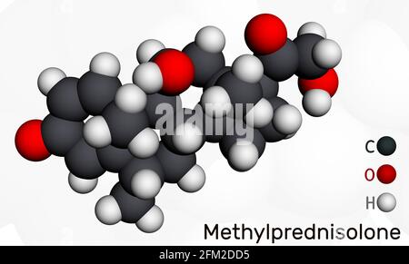 Methylprednisolone molecule. It is synthetic corticosteroid ...
