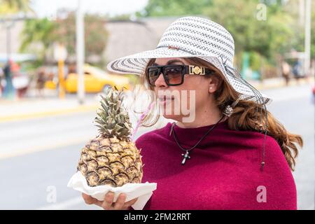 Pina Colada street vendor and tourists, Varadero, Cuba, year 2017 Stock ...