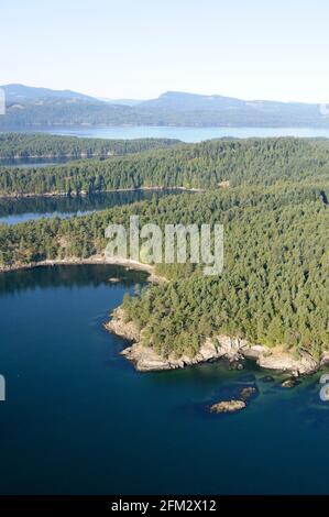 Aerial photograph of Prevost Island, Southern Gulf Islands, British ...