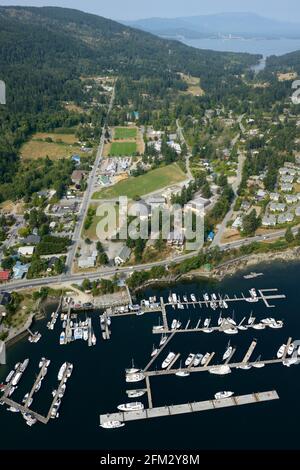 Aerial photo of Ganges with Vancouver Island in the background, Salt ...