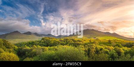 Sunset at the foothill of Carrauntoohil mountain, MacGillycuddys Reeks ...