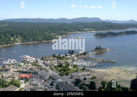 Aerial view of Ganges, Salt Spring Island, Gulf Islands, British ...