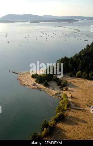 Aerial view of Sidney Spit, Gulf Islands National Park Reserve of ...