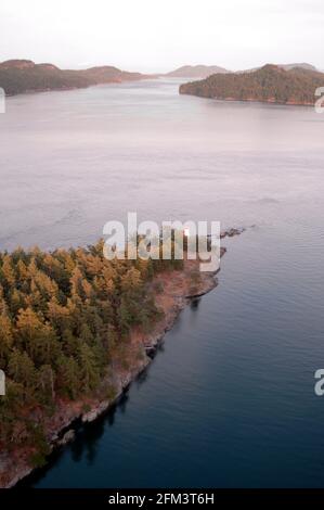 Aerial photograph of Prevost Island, Southern Gulf Islands, British ...