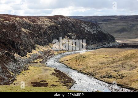 North Pennines landscape, the confluence of the river Tees and Harwood ...