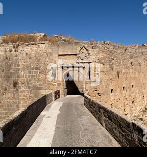 Gate of Saint Athanasiou in Castle of the Old Town in Rhodes, Greece ...