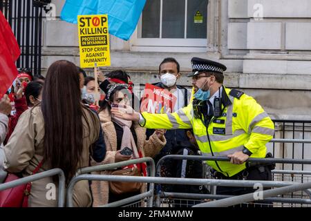 LONDON, UK – 02/05/21: We Support NUG demonstrators march in support of ...