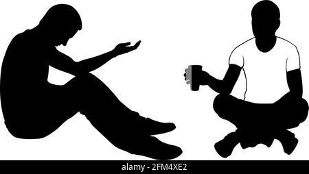 silhouettes of men begging isolated Stock Vector Image & Art - Alamy