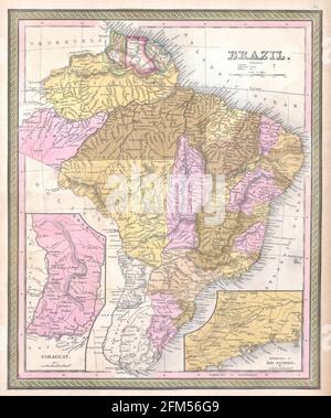 Vintage copper engraved map of Brazil from 18th century. All maps are ...