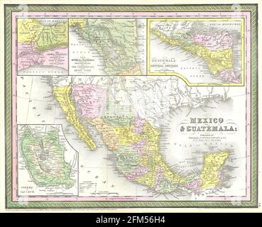 Cartography, historical maps, Mexico, 19th century, Yucatan 1821 - 1868 ...