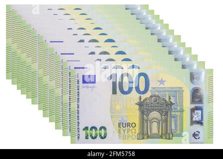 New 100 Euro banknotes (2019), Front and back side Stock Photo - Alamy