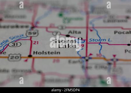 Storm Lake Iowa USA Shown on a Geography map or road map Stock Photo ...