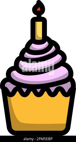 First Birthday Cake Icon. Editable Bold Outline With Color Fill Design ...