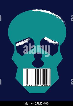 Barcode icon symbol on the blue-green abstract background with shadow ...