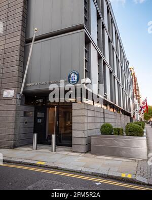 The Danish Embassy in London, UK, on Sloane Street. Modern, zinc-clad ...