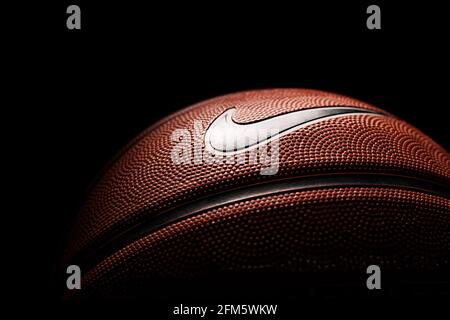 Nike brand, basketball ball Nike Baller. Orange rubber outdoor ball ...