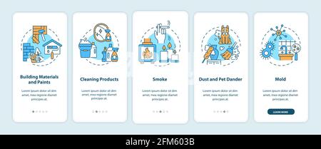 At-home air pollution onboarding mobile app page screen with concepts ...