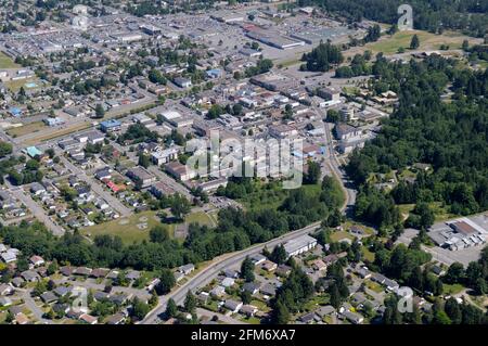 Aerial photograph of downtown Duncan and Cowichan Bay, Cowichan Valley ...