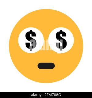 Rich emoji isolated on white background, dollar eyes emoticon 3d ...