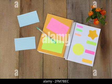 Notebook With Flags and Sticky Notes Stock Photo - Alamy