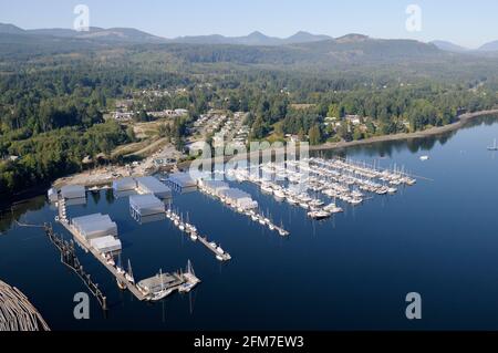 Aerial photo of boats at Ladysmith Marina. Ladysmith, Vancouver Island ...